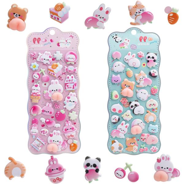 【ぷにぷに立体ステッカー】高品質PVC＆アクリル素材を使用。やわらかく弾力のある立体造形で、繰り返し触れても型崩れしにくい耐久性があります。五感を刺激し、創造的なデコレーションが楽しめます。【貼ってはがせる安心仕様】中程度の粘着力でしっかり...