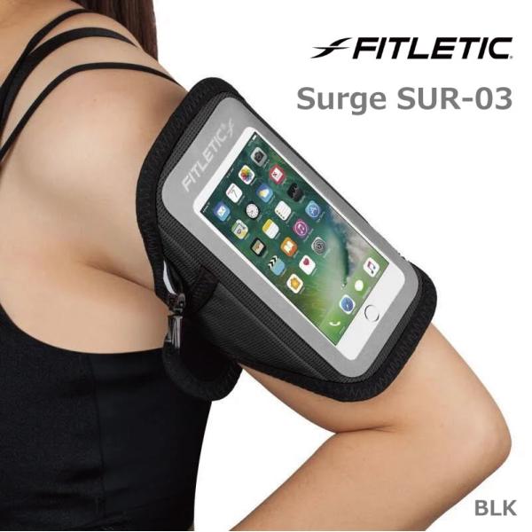 FITLETIC フィットレティック ランニング アームバンド サージ Surge SUR-03 BLK ブラック/iPhone13対応/Galaxy S21 FE対応/スマホポーチ/タッチパネル対応/トレラン/ジョグ/バイク/自転車/登山...