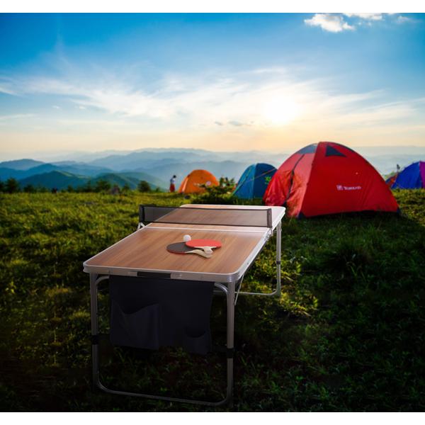 卓球が出来るアウトドアテーブルです。バーを起こしてネットを付ければ卓球台になります！キャンプ・フェス・公園などに持ち込んでみんなで卓球を楽しめます。商品仕様メラミン化粧繊維板 アルミ ポリエステル 【小箱入】 ■組立式【原産地】中国 【商品...