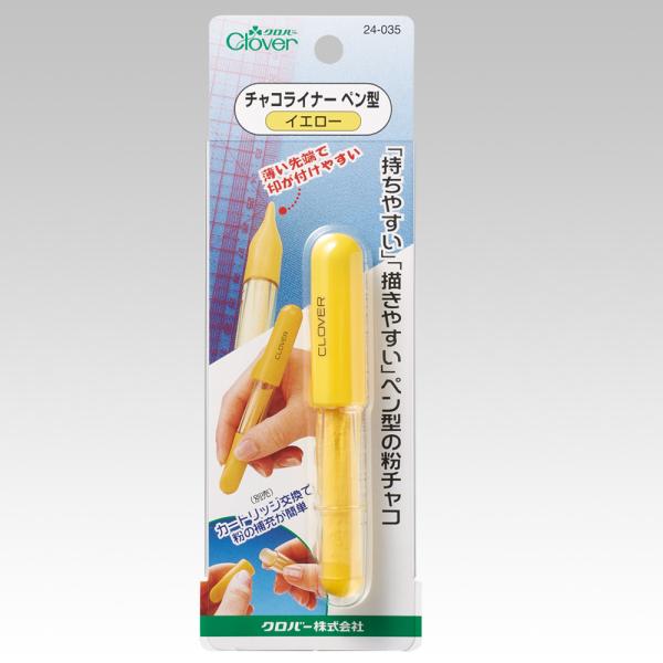 粉タイプのチャコです。先端がうすいのでラインが見えやすく定規に沿わせて引きやすい！チャコライナーの色の選び方/濃い色の生地：ホワイト・イエロー/淡い色の生地：ブルー・ピンク24-033 24-034 24-035 24-036 *材質*粉：...