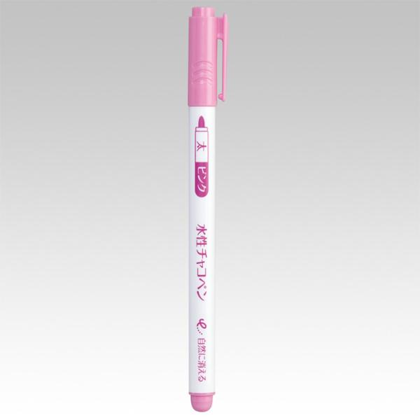 時間が経つと自然に印が消える、マーカータイプのチャコペンです。印をすぐに消したいときは、水や専用の消しペンで消すことができます。ペン先は、ペン先は、目の粗い生地にもなめらかな書き味の太書タイプです。材質：インク:無機染料・活性剤・水/軸・キ...