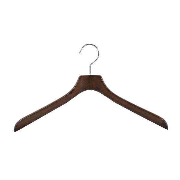 WR -01 にデザインを合わせた軽さを感じるシャツ用ハンガー。収納性にも優れ、使用頻度の高いハンガーです。【形状】サイズ：幅 420mm 厚 18mm木材：ブナ木部の色：ダークブラウン金具の色：クローム