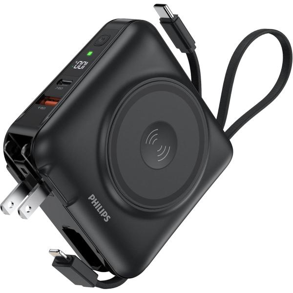 【1台7役！旅行用多機能モバイルバッテリー】 Apple Watch充電パッド、MagSafe マグネット式ワイヤレス充電器、モバイルバッテリー、充電器、タイプＣケーブル、ライトニングケーブル、スマホスタンドが一体型になり、出張や海外旅行な...