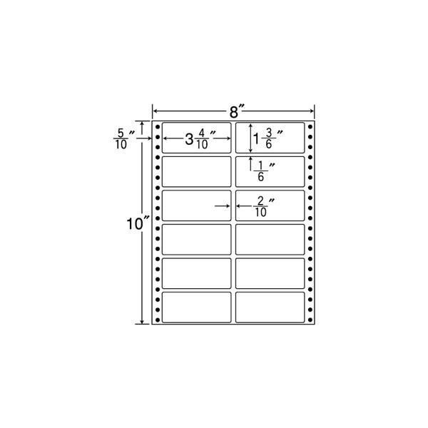 　　1折りサイズ　　　　横8インチ（203mm）×縦10インチ（254mm）　　ラベルサイズ　86mm×38mm　12面付　　左側スペース　5/10インチ　　ラベル間左右スペース　2/10インチ　　ラベル間天地スペース　1/6インチ　　1ケ...