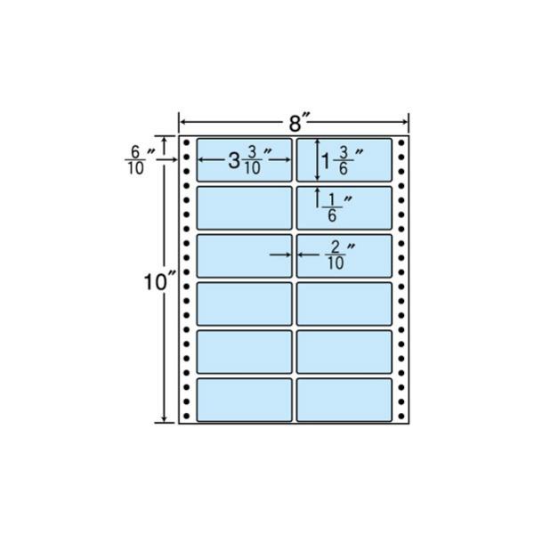 1折りサイズ　横8インチ×縦10インチ　　　　　　　（203mm×254mm）ラベルサイズ　84mm×38mm　12面付ラベルの色　ブルー（画面上の色はイメージです。　実際の商品とは異なりますのでご了承ください。）左側スペース　6/10イン...