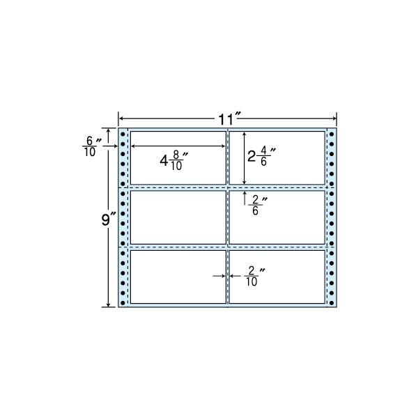 ※M11B　同型　ブルーセパ※▼1折りサイズ：　横11インチ（279mm）×縦9インチ（229mm）▼ラベルサイズ：4・8/10インチ(122mm)×2・4/6インチ(68mm)▼ミシン目あり（ヨコ 2本・タテ 3本）▼面付け：　6面▼スペ...