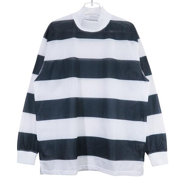 (商品番号) N002663915(ブランド名) SHIDEN 紫電(シデン)(商品名) L/S MOCK NECK TEE- POLY MESH/St.PRINTED PU721(サイズ) M(カラー) ホワイト x ブラック(素材) 本...