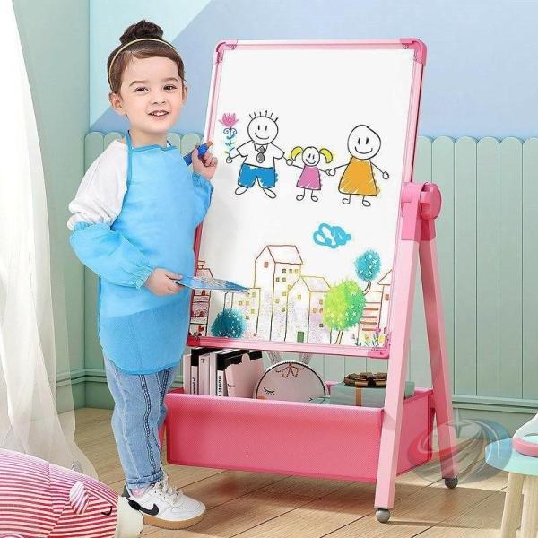 【両面 マグネット ボード 多機能性】お絵かきボードが両面使えることができます。一面は黒板で、もう一面はホワイトボードで、2人の子供に同時に学習機会を提供できます。 子供のためのすべての安全設計は、両親のための信頼できる選択です。（ホワイト...
