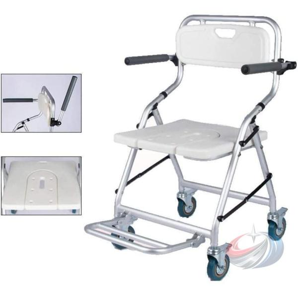 脚折りたたみ 入浴用車いす 介護 シャワーチェア ブレ一キ付き U型シート 軽量 お風呂椅子 キャスター付 背もたれ バスチェア 軽量 滑り止め 防水 トイレ
