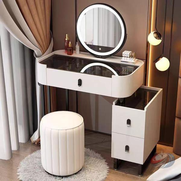 ドレッサー 化粧台 おしゃれ テーブル 収納 安い シンプル 椅子付き 鏡台 タッチ操作 LEDミラー 一面鏡 一面ドレッサー ワンルーム 一人暮らし