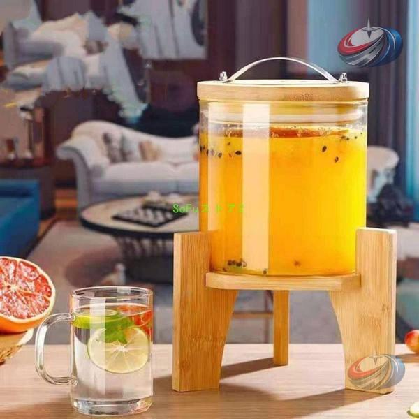 【蛇口デザイン】ステンレススチール製の蛇口デザイン、便利で素早く使用できます。飲料ディスペンサーは、水、カクテル、ソフトドリンク、ジュース、サイダーなど、さまざまな飲み物を入れるのに十分なスペースを提供します【高ホウケイ酸ガラス】清潔で透明...