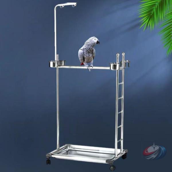 ペットバードケージステンレススチールオウムバードケージスタンド大型バードスタンド生息地バードハウスバードスタンド4輪バードケージ A
