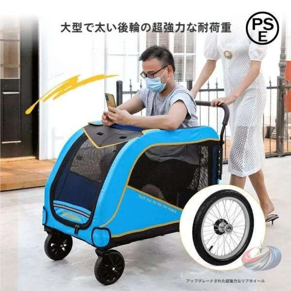 【簡易収納】楽に折りたたみ、柔軟に収納し、折りたたみサイズが小さくて、収納しやすくて、前後にドアを開けて、空間が広くて、ペットは簡単に車を上下に押すことができ、束縛されずに移動することができる。ペットは簡単にカートに乗る／降りることができて...