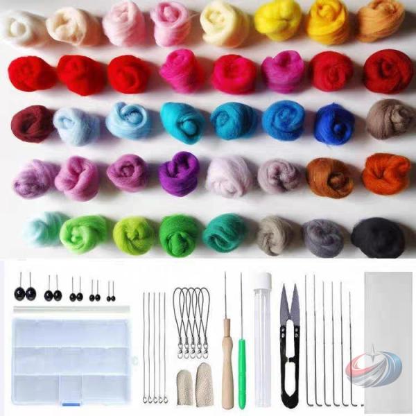 羊毛フェルトキット 40色 フェルトキット 手芸制作 ウールフェルト フェルト ツール 基本入門キット 手作り 初心者 DIY素材 工具付き ハンドクラフト ギフト