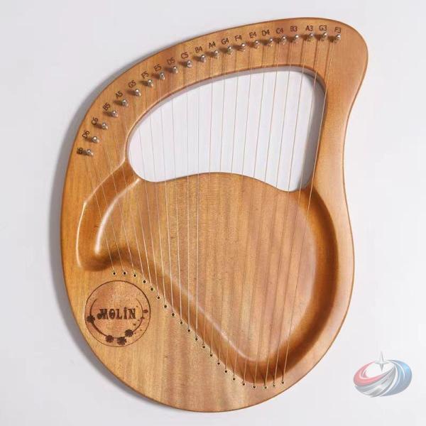 木製ライアーハープ 24弦 金属弦 竪琴ハープ 弦楽器 ハープ 楽器初心者向け 心癒され音色 入門楽器 操作簡単 付き 子供 ギフト子供用 成人用 初心者用 ポータブ