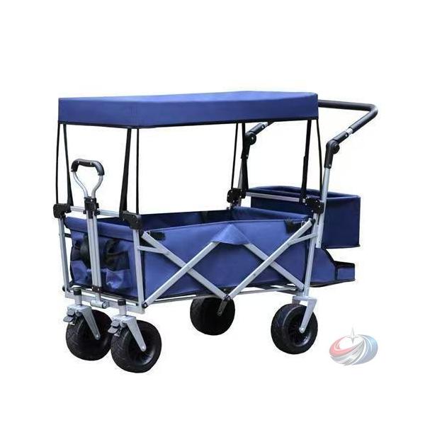【屋根付きのデザイン】幌付きのデザインで?い日差しには心配なし！荷台のポケットは汚れた場合は、その生地を取り外して洗うだけでいいです。【重い荷物も1度で運べる大容量 】アウトドアワゴンはしっかりとしたスチールフレームに加え、150L大容量、...