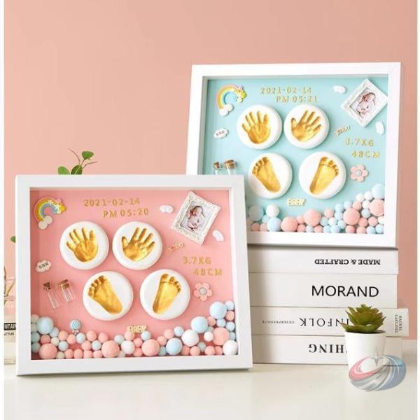 ベビーフレーム 手形 足形 赤ちゃん フォトフレーム 置き掛け兼用 無毒で安全 出産祝い 内祝い ベビー記念品  ベビーレジストリ 無垢材フレーム