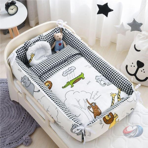 ベビーベッド 折りたたみ 持ち運び 赤ちゃん ベッドインベッド おりたたみ ベビー 簡易 ミニ ベッド 収納 添い寝 ガード 寝返り防止 長く使える ガードクッション【赤ちゃんもママも安心】ママのお腹の中にいるような感覚を再現し赤ちゃんに安...