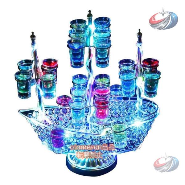 テキーラ観覧車 カクテルグラスホルダー LED酒ボトルの表示棚 LED酒グラス 収納ラック(グラスは含まれません)