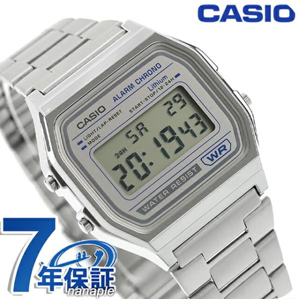 7年保証キャンペーン カシオ チープカシオ CASIO CLASSIC クラシック クォーツ 電池式 ユニセックス 腕時計 A158WEA-7DF デジタル グレー ◆ 定番A158シリーズに、シルバー×ブルーのさりげないアクセントをあしら...