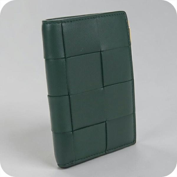 ボッテガ・ヴェネタ 二つ折り財布 二折財布 レディース ブランド カセット 二つ折りウォレット BOTTEGA VENETA グリーン