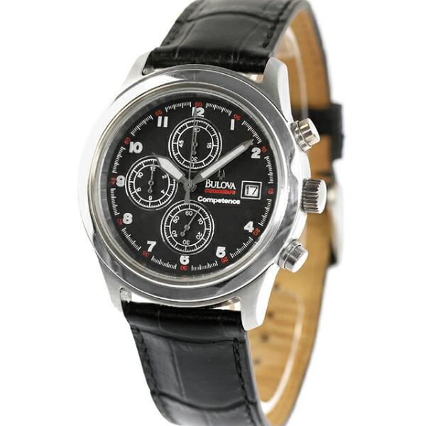 ブローバ BULOVA Competence ヴィンテージクオーツクロノグラフ 黒文字盤 クオーツクロノ黒面黒革 アナログ 腕時計 メンズ ブラック ◆本商品はリユース品の為、1点限りとなっております。 現状での販売となりますため、商品コン...