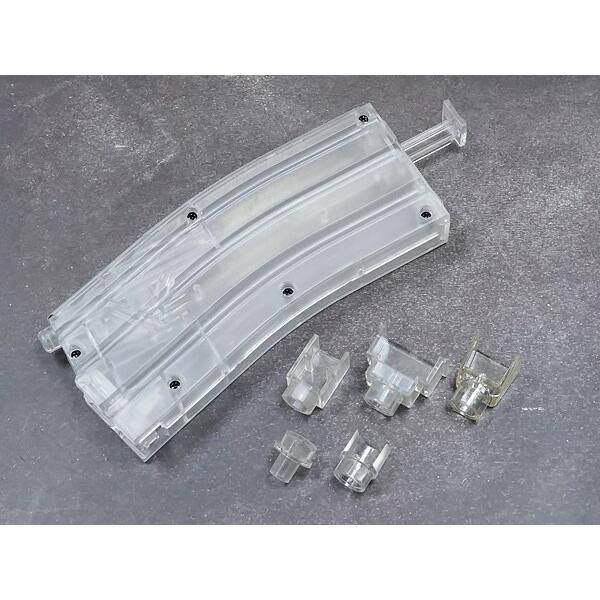 ▼BATTLEAXE BB Speed Loader 470R CLEAR各社電動ガン/ガスブローバックガンに対応した、M4マガジン形状のスピードローダーです。スプリング式のマガジンには必須のアイテムです。5つのマガジンアダプターがセット！...