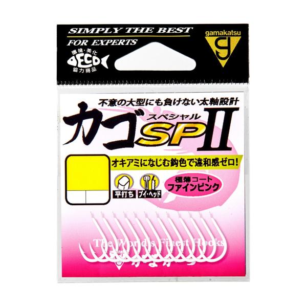 オキアミに馴染む鈎色で違和感ゼロ！イサキ・真鯛・ヒラマサ狙いに餌色に馴染む極薄コート「ファインピンク」により、鈎のカモフラージュ効果がアップ。鈎先シワリ形状がターゲットの口元に鋭く刺さり込みます。太軸設計と平打加工により、不意の良型にも余裕...