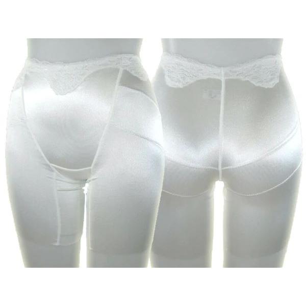 ウエディングインナー・光沢のあるブライダル下着・ブライダルユースのヘムレースガードル3分丈・バックシャーリング付きウエストストレッチレースでらくらく・クロッチ部綿当て布付きで1枚履きOKサイズM（ヒップ87-95ｃｍ）L（ヒップ92-100...