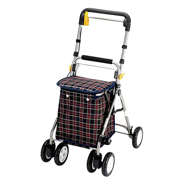 【納期】ご注文日より2〜4日以内に出荷致します。(※土日祝を除きます。※在庫品に限ります。)【商品説明】・ミドルタイプシルバーカー商品名:シルバーカー　らくらくスリムWカラー:紺チェックメーカー:マキテックタイプ:ミドルタイプ組立寸法:全幅...