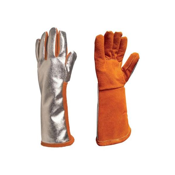 【TERK400/牛革+アルミ耐熱手袋 全長400mm オレンジ×グレー　DI010】 検索キーワード:Delta　Plus 保護・手袋・ウエア２|特殊手袋II（耐熱、保温） メーカー型番:69-9283-17 69928317