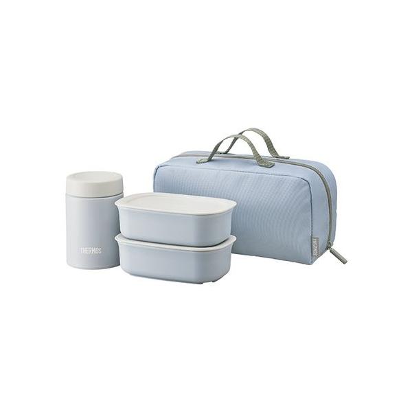 【おかず容器2個と容量200mlのスープジャー、断熱素材の専用ポーチがセットになったランチセット】 検索キーワード:サーモス|THERMOS キッチン用品|　 メーカー型番:JEA-801 SKY JEA801 SKY