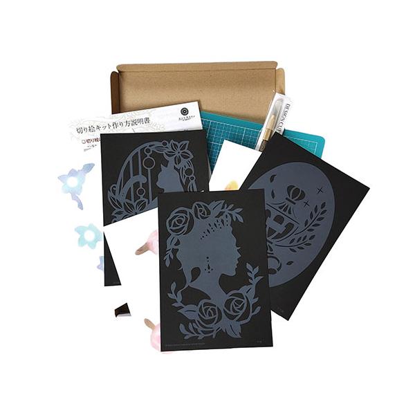 【有名切り絵作家「平石智美」デザインの切り絵を道具付きのスターターキットでお届けします!。色付きの台紙なので切って、裏返して貼るだけで完成!。カッコイイデザインの白箱なのでラッピングなしでもプレゼントで】 検索キーワード:　 ホビー|学習・...