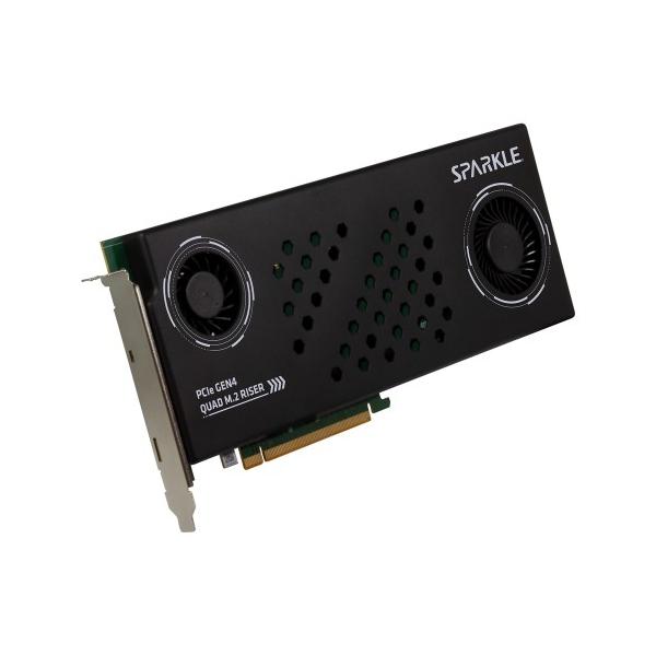 【NVMe M.2 SSDを4枚搭載可能・デュアルファンを装備 PCIe 4.0(x16)・最大256Gbpsの転送帯域幅を実現する拡張カード】 検索キーワード:ＳＰＡＲＫＬＥ　ＣＯＭＰＵＴＥＲ インターフェイス|RAIDインターフェイス ...