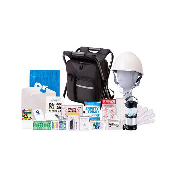 【イス型リュック防災17点セット】 検索キーワード:ノーブランド ファシリティ関連|防犯・防災用品 メーカー型番:K61009920