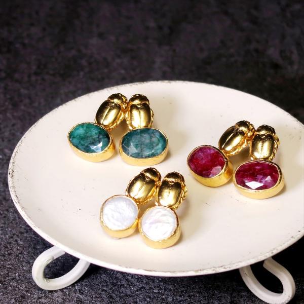 ブランドnanotta （ANTICO / アンティコ シリーズ) アンティーク &amp; ヴィンテージ コレクション商品nanotta アンリファインド 天然石 ピアス スタッドピアス アンティーク ゴールド ピアス 22K 22金 K...