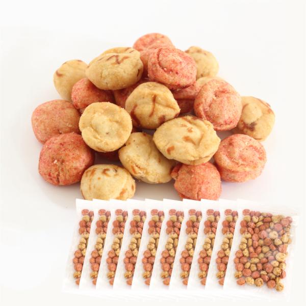 南風堂の人気商品「いかピー」と「えびピー」をミックスにしました。刻みいかと海老粉をふんだんに使用した豆菓子を熱風ロースターでサクサクに焼き上げました。味付けはシンプルな塩味ですが、生地に巻き込んだイカとエビが深い旨味と味わいを醸し出していま...
