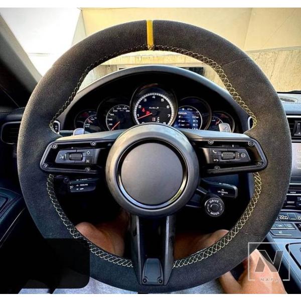 ポルシェ カスタム DIY スエードレザーステアリングホイールカバータイカンボクステパナメーラ MACAN カイエン 718 911■仕様 【爆買】重要な化学物質:なしサイズ:25 * 15 * 6特殊機能:季節を問わず運転すると汗を快適に...
