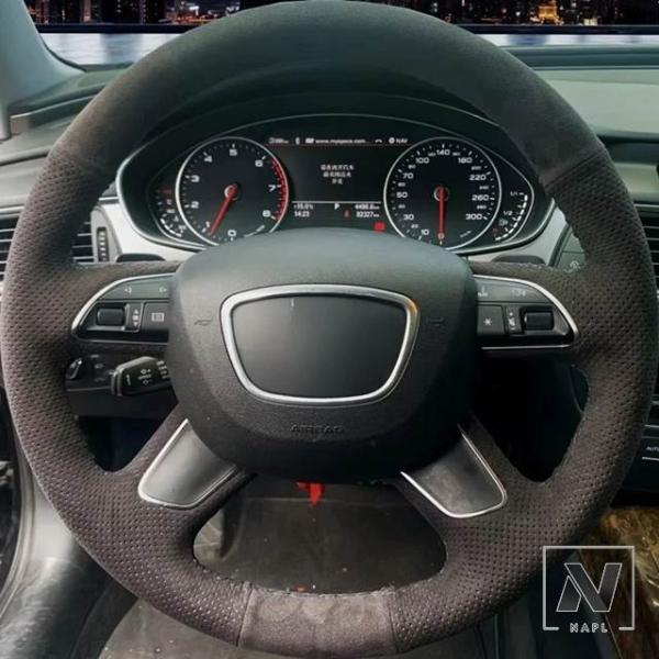 アウディ カスタム DIY スエードレザーステアリングホイールカバー A6 C7 2012-2016 Q7 2013-2015 A8 2011-2016 S8 2013■仕様 【爆買】重要な化学物質:なしサイズ:25 * 15 * 6特殊機...