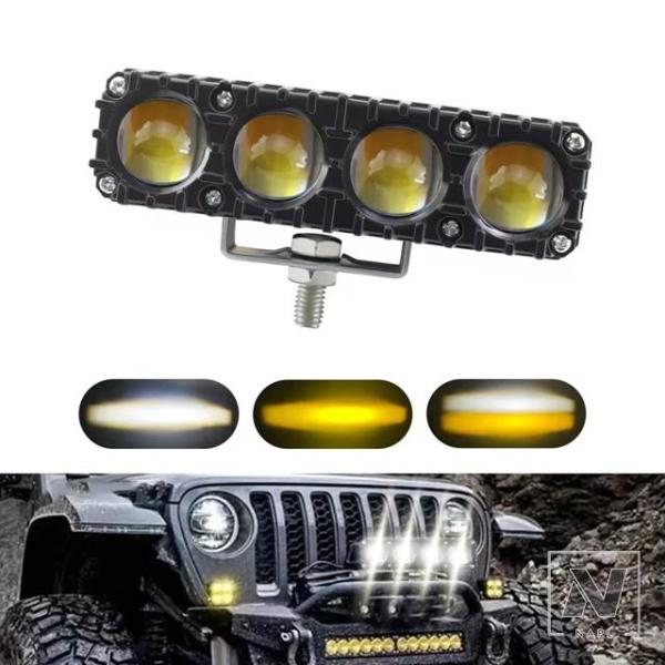 1PC 18W 12V-24V 白色光 + 黄色光 4LED 4.9インチワークライトスポットライトオートバイ ATVSUVトラック車に適合■仕様 【爆買】重要な化学物質:なしタイプ:作業灯色温度:6500K原産地:中国本土