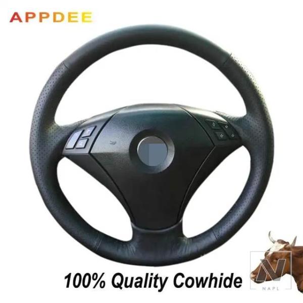 BMW ブラック本革カーステアリングホイールカバー 530 523 523LI 525 520LI 535 545I E60/専 ステアリングホイール■仕様 【爆買】高懸念化学物質:なし特徴:快適な感触 耐摩耗性 滑り止め直径:38インチ重...