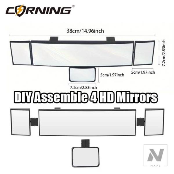 CORNING 37.85cm HD広角バックミラー360°調整可能死角軽減機能付き-乗 車トラックSUVに最適■仕様 【爆買】高懸念化学物質:なし原産国:中国