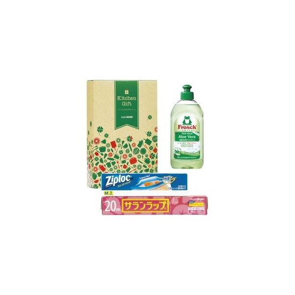 箱サイズ：154×52×244mmセット内容：フロッシュ食器用洗剤アロエヴェラ300ml、ジップロックフリーザーバッグMサイズ5枚入、サランラップ22cm×20m各1個引越し 引っ越し 引越 挨拶品 あいさつ 品物 安い 割引 人気 おすす...