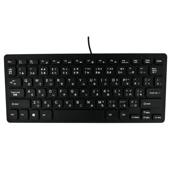 キーボード 有線 USB-A コンパクト 小型 スリム 日本語配列(JIS) テンキーレス USB接続 Windows 対応 ケーブル長1.2m PC パソコン ブラック