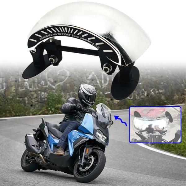 概要Motorcycle Universal Windscreen 180 Degree Holographic Wide angle Rear View MirrorFitment:* Universal fit most motorcy...
