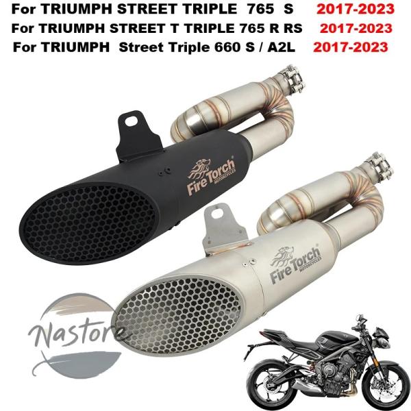 バイク マフラー トライアンフストリートトリプル 765 s r rs 660 a2l 2017 2023 排気 escpae ミッドリンクパイプ接続 50.8 mm当店の商品は海外製品が主となります。画像をよくご確認お願いします。・商品は...