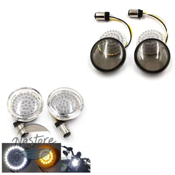 free shipping 2inch 1157 bullet white amber led turn signal inserts w lens cover ハーレー davidson aftermarket motor カスタムパーツ...