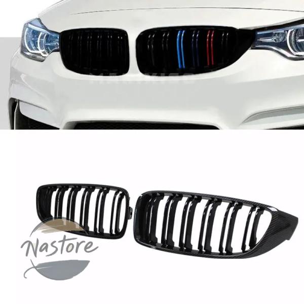 BMW car front bumper grille racing grill 4 series f32 f33 f36 m3 f80 m4 f82 12-18 dual-slat glossy black accessories 部品 ...