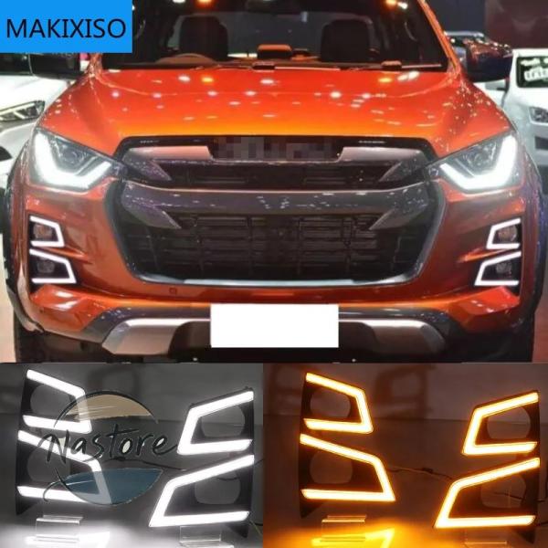 led daytime running lights for isuzu d-max 2020 fog lamp 12v abs drl driving yellow turn signal light カスタムパーツ 部品 アクセサリー当...