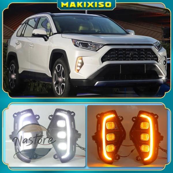 rav4 トヨタ toyota 1set car led daytime running light drl 2019-21 yellow turn signal bumper lamp fog カスタムパーツ 部品 アクセサリー当店の商品...